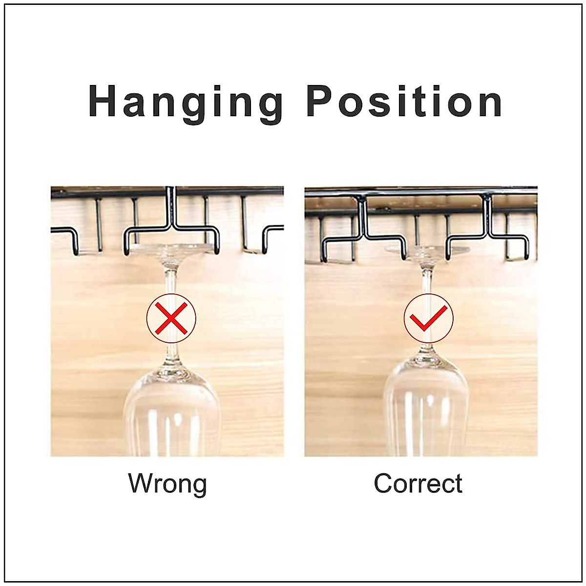 FOLOU Wine Glass Rack Under Cabinet Mount, Upside Down Stemware Holder for Wire Shelves, Glasses Storage Hanger Metal Organizer Bars, Kitchen, Restaurants, Farmhouse(3 ROWS BLACK), 11.8 x 9 x 2.7