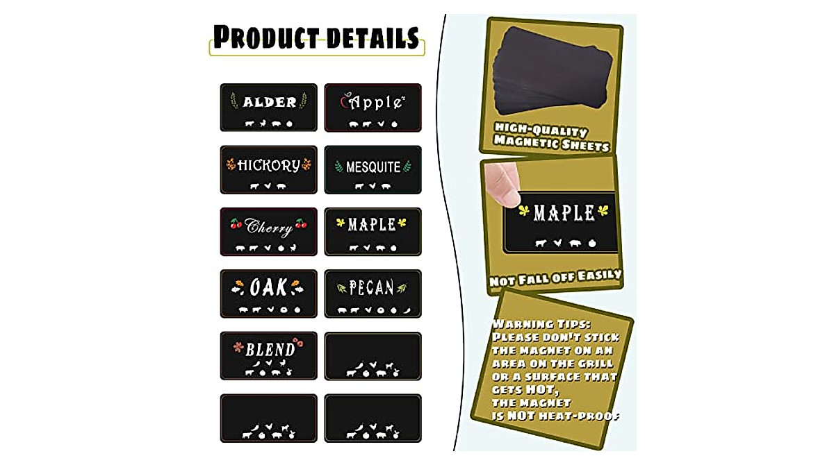 12 Pack Pellet Hopper Magnet Labels Pellet Grill Guide Magnet Traeger ...