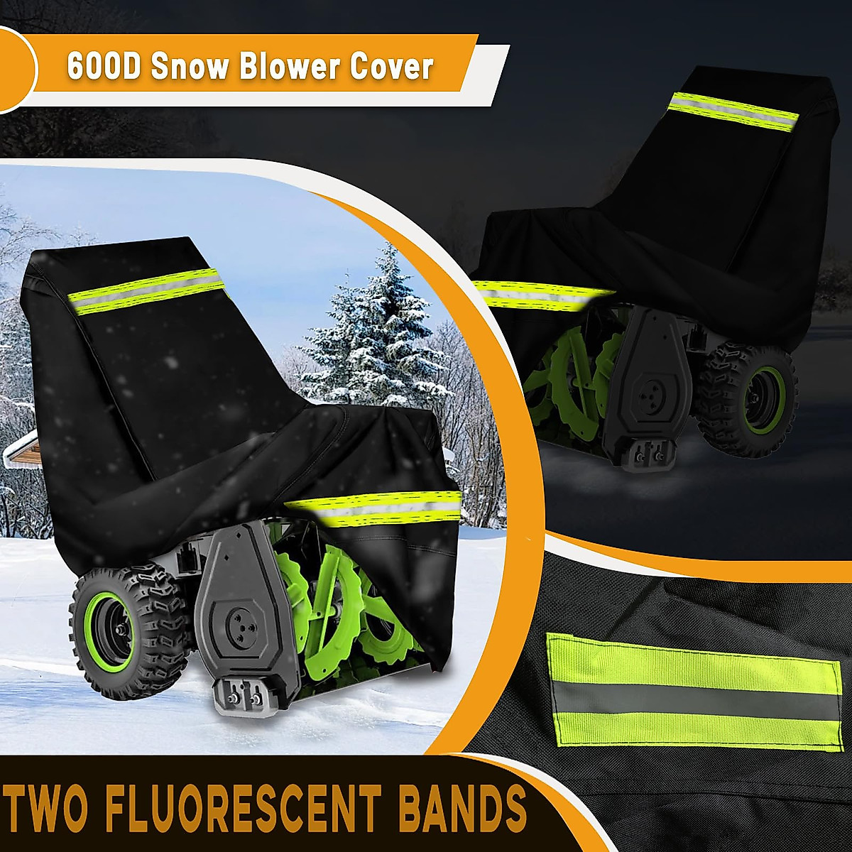 Chikia 600D 2-3 Snow Blower Cover, 24-32 inch Snowblower Cover Waterprrof Compatible with C ubCadet,Troy-Bilt,Ariens,Husqvarna EGO Ryobi Toro Windproof Outdoor Storage with Two Vents