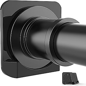 Riozoo Shower Rod Holders for Wall No Drill, 2 Pack Adhesive Shower Curtain Rod Holder, Shower Curtain Rod Holders No Drilling, Black