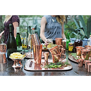 Sertodo Copper Double Sided Jigger, 1 oz and 2 oz Measured Shots, Hand Hammered 100% Pure Copper, Single