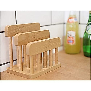 ZEESOON Beach Wooden Dual Cutting Board Rack Chopping Board Organizer Stand Holder Kitchen, Cutting Boards for Kitchen with Holder, Pantry Organization, Kitchen Cabinet Organizer