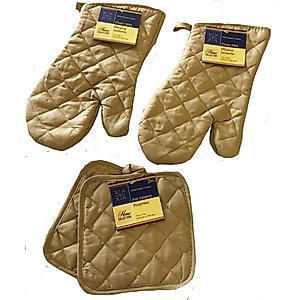 Kitchen Oven Mitt Pot Holder Set Kitchen Linens Oven Mitt Pot Holder Pack (Tan/Taupe)