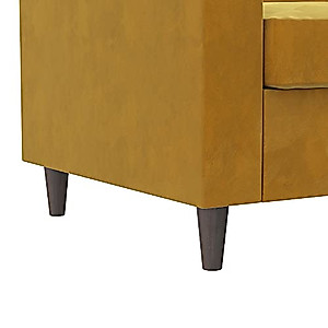 Novogratz Concord Sofa, Small Space Living Room 3 Seater, Pocket Coil Cushions, Mustard Yellow Velvet