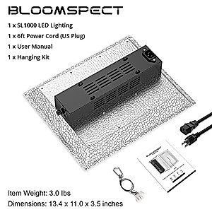 Grow Light, BLOOMSPECT Dimmable SL1000 LED Grow Lights Full Spectrum for Indoor Plants, 100W Plant Growing Lamps with Reflector Hood for Veg and Bloom 2x2ft Coverage