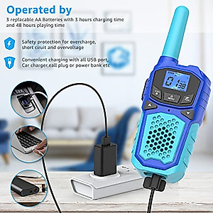3 Walkie-Talkies for Kid, Outdoor Toys for Boys and Girls, Rechargeable Long Distance Walkie-Talkies, Suitable for Camping Hiking Birthday Gift