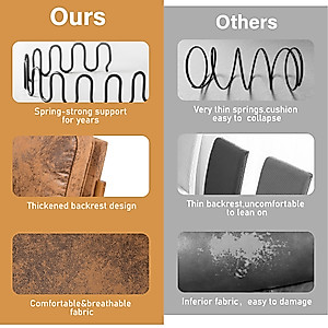 Hosnnile Accent Chair with Cushion, Mid-Century Modern Upholstered Single Reading Armchair with Hot-Stamping Cloth + Solid Wood Frame for Living Room, Bedroom, Lounge, Balcony (Brown)