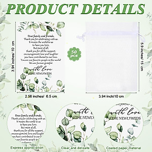 Uiifan 50 Sets Wedding Party Favors for Guests Eat Drink and Stay Married Stainless Steel Shot Glasses Metal Cups Cards with Wedding Thank You Cards and Organza Bags Wedding Souvenirs Bridal Shower