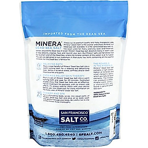 Minera Dead Sea Salt, 100% Pure & Natural, 2 lbs. Fine Grain (0-1.7 mm) Bulk Bag, Easily Dissolving Dead Sea Salts for Soaking & Bathing, Skin Nourishing Fine Sea Salt, Unscented