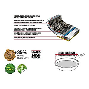 Flonal DURA Induction Frying Pan Stone Effect Aluminum, Medium, Clear