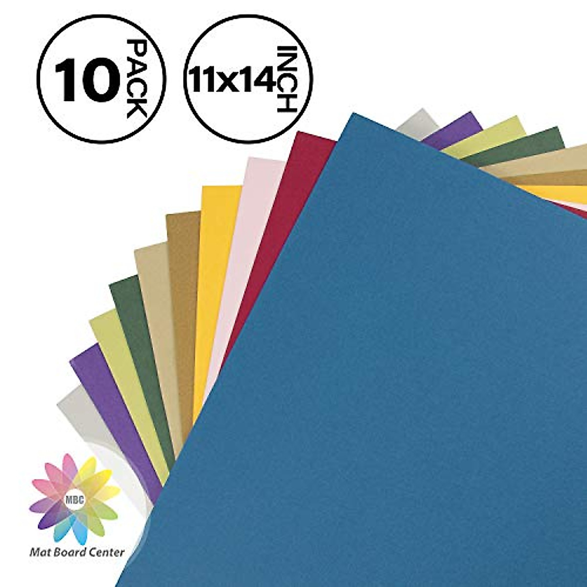 Mat Board Center, 10-Pack 11x14 Uncut Photo Mats Backing Boards - Mixed Color - for Frames, Photos, Pictures and More
