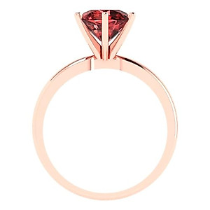 Clara Pucci 2.0 ct Round Cut Solitaire Natural VVS1 Red Garnet Engagement Wedding Bridal Promise Anniversary Ring 18K rose Gold Size 7.75