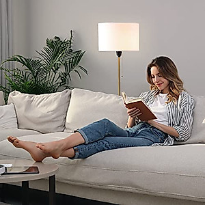 O’Bright Ted - Drum Shade Standing Lamp, Pull Chain Switch, E26 Socket, Modern Minimalist Design, Simple Floor Lamp for Living Room, Bedroom, Office, Antique Brass