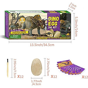 DOTSOG Easter Eggs Gifts for Kids,12 Pack Dino Eggs Dig Kit, Dinosaur Toys for Kids Open Unique Large Surprise Dinosaur Filled Eggs Archaeology Preschool Educational Science for Children & Adult.