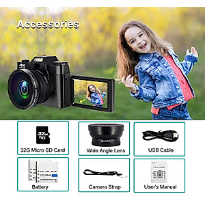 ISHARE 4K Digital Camera for Photography, 48MP FHD Video Camera with WiFi, 3 Inch Flip Screen, 16X Digital Zoom, Vlogging Camera for YouTube (32G Micro Card)