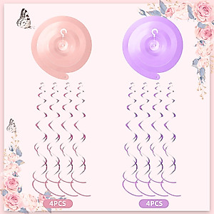 32Pcs Butterfly Party Decorations, Butterfly Hanging Swirl Decorations Pink and Purple Hanging Butterfly Decorations for Spring Summer Garden Butterfly Baby Girl Birthday Decorations