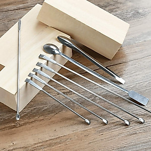 12 Pcs Stainless Steel Lab Spatula Micro Lab Scoop Spoon Reagent Laboratory Spatula Sampling Spoon with Pouch for Powders Gel Cap Filler, Capsule Filler