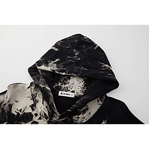 KLIEGOU Mens Tie-Dye Pullover Hooded Sweatshirt (288 Black XL)