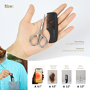 Beard Brush, BESTOOL Beard Brush Kit Boar Bristle Beard Brush for Men Wooden Mustache Brush for Daily Grooming Makes a Nice Gift for Men with Beard or Mustache