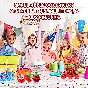 Leinuosen 80 Pack Red Apple Container 2 Inch Mini Apple Shaped Container Plastic Candy Jars Filled Apple Decorations Apple Candy Toy Gift for Teacher Fall Christmas Birthday Wedding Party Favors