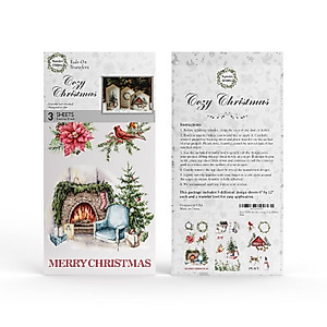 Rub on Transfers for Crafts and Furniture | 3 Design Sheets 6”x 12” | Home Decor Transfers | Furniture and Craft Decals | by Thymeless Designs (Cozy Christmas)