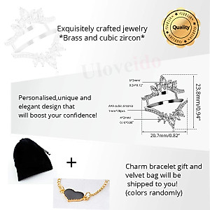 Uloveido White Gold Plated Marquise Cubic Zirconia Wedding Band Engagement Promise Rings Guard Enhancer for Women (Silver,Size 8) Y445