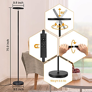 OUTON Floor Lamp, 30W/3000LM LED Modern Torchiere Sky Lamp, Super Bright Dimmable Standing Tall Lamp with 4 Color Temperatures, Remote Touch Control, 1 Hour Timer for Living Room Bedroom Office, Black