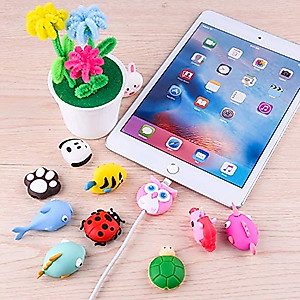 TUPARKA 18 Pcs Cable Protector for iPhone/ipad USB Lightning Cable, Plastic Cute Fish Unicorn Animals Charging Cable Saver, Phone Accessory Protect USB Charger