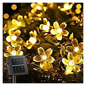 HUADA Solar Flower String Lights Outdoor,Waterproof LED Morning Glory Flower Solar Fairy String Lights for Gardens Homes Christmas Party Holiday Decorations