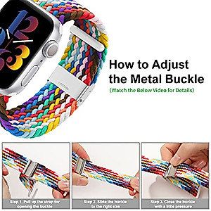 Bandiction Braided Solo Loop Stretchy Elastic Band Compatible with Apple Watch Band 38mm 40mm 42mm 44mm 41mm 45mm 49mm, iWatch Bands Women Men with Buckle for iWatch Ultra Series 8/7/6/SE/5/4/3/2/1