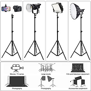 Heavy Duty Light Stand 9.5ft, Aluminum Alloy Lights Stand Spring Cushioned Adjustable Photo Video Lighting Stand, Photography Studio Tripod Stands for Flash LED Video Lights, Ring Lighting, Softboxes