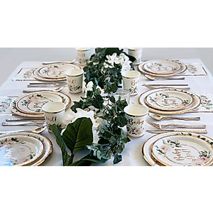 Baby Shower Tableware Plates and Napkins, Baby Girl Decorations | 25 Servings With Rose Gold Foil, Pink Floral Paper Dessert Disposable Cups | Tea Party Supplies