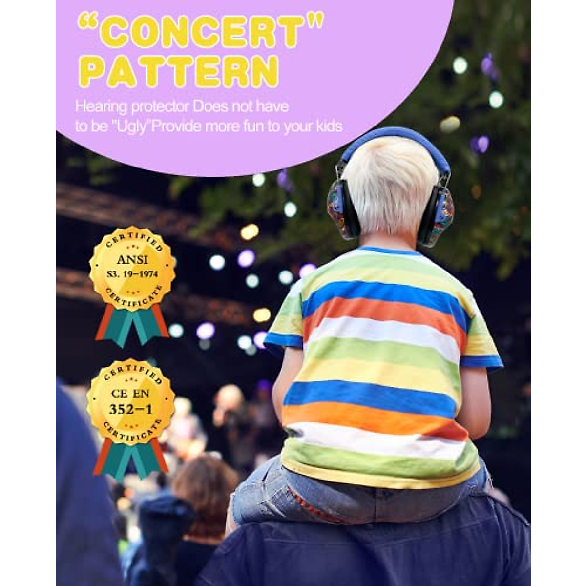 PROHEAR 032 Kids Ear Protection - Noise Cancelling Headphones Ear Muffs for Autism, Toddlers, Children - SYMBOL MUSIC