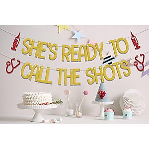 She's Ready to Call the Shots Banner, Congrats Nurse/Big BSN Energy, Nurses Call The Shots, Nurse Graduation Party Decorations, Nursing School Grad Party Decor Supplies Gold Red