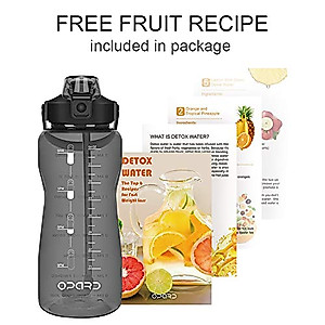 Opard 64 oz Water Bottle with Time Marker to Drink Half Gallon Motivational Water Bottle with Straw and Handle Large BPA Free Water Jug for Sports Gym Fitness (Deep Black)