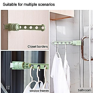 Zoofen 2-Pack Folding Clothes Drying Rack Plastic Portable Clothes Hanger Rack with 8 Holes for Travel/Hotel Apartment/Student Apartment(Green)