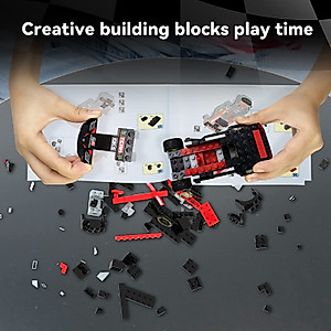 GUDI Speed Champion Race Car Building Kit for Boys 6-12, Pack of 2 STEM Building Toys with Driver Minifigures and Racing Sticker, Easy Assemble Ghost and Knight Car Building Blocks Set