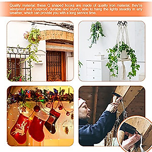 Hanger Christmas Lights Hanger Hooks Screw-in Outdoor Wiring, Easy Release Open Loop with Safety Buckle Design (Black,12 Pieces)