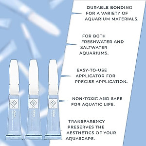 Aqua Worx Omni Aquarium Glue for Aquatic Plants,Coral, Rocks - Safe for Aquariums, Reef Tanks, Non-Toxic Quick Dry (3 Pack)