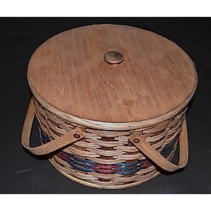 Amish Wares Round Double Pie Basket with Two Swivel Handles, Divider Tray and Lid - Authentic and Collectible Basket Handmade in USA