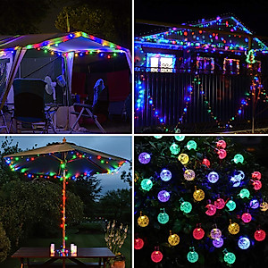 Techip Solar String Light 60LED Crystal Globe Solar Outdoor Lights with 8 Lighting Modes Waterproof Solar Globe Lights for Garden Tree Patio Party Christmas