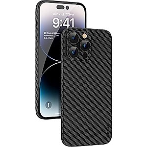 memumi [Upgraded Version Thin Case for iPhone 14 Pro Max Carbon Fiber Pattern 0.3mm Matte Back Cover for iPhone 14 Pro Max Ultra Thin Case with Mnimalist Design and Scratch Resistant Black
