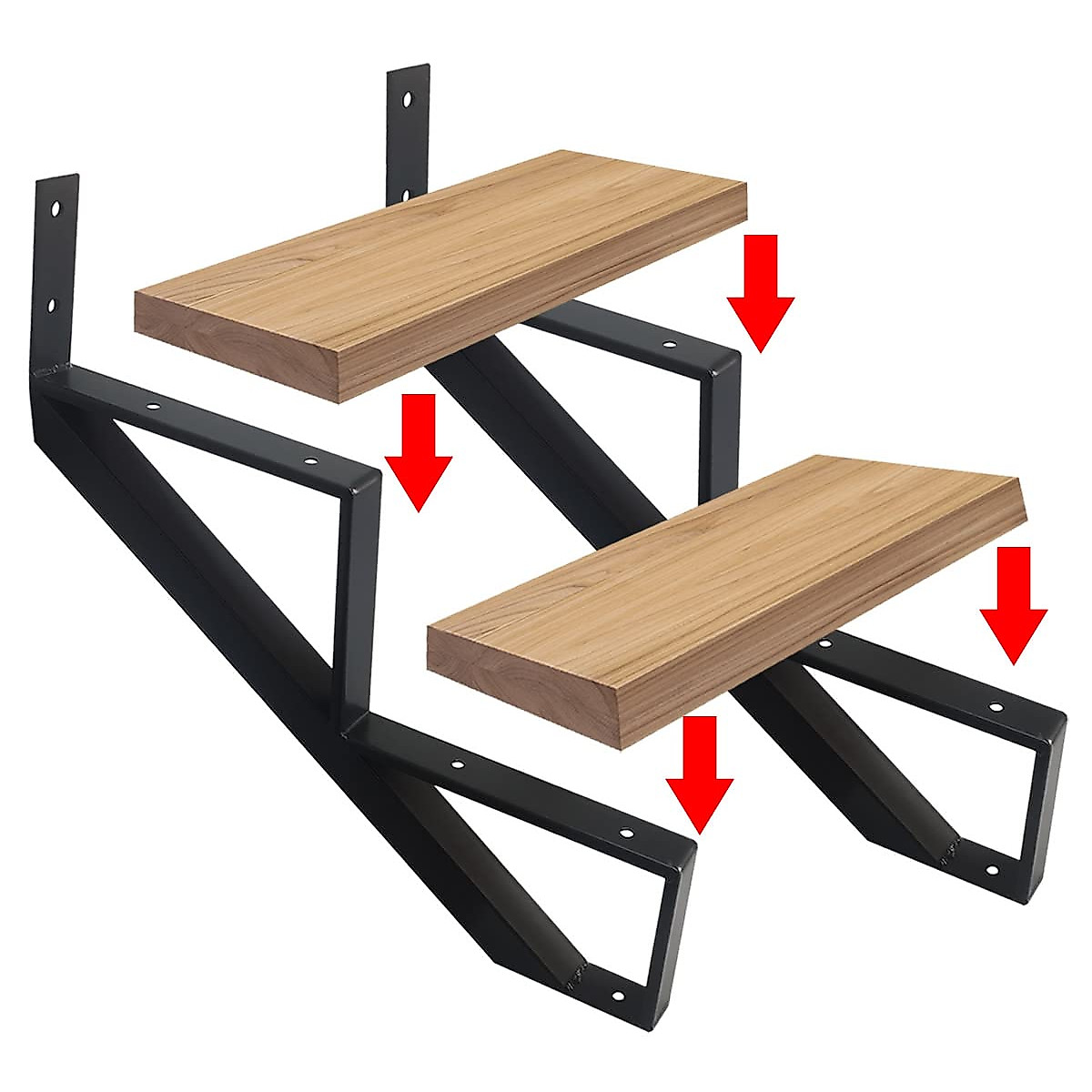 Steel Stair Step Riser - Stair Frame - 2 Step for Deck Height 19.2 Inches Stair Stringer Step Stringer Square Metal Stair Stringer Frame Hanger Bracket Support Outdoor Steps Mobile Home Stairs