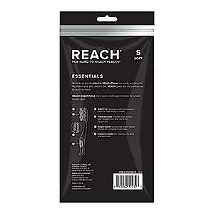 REACH Essentials Toothbrush with Toothbrush Caps, Multi-Zoned Angled Soft Bristles, Contoured Handle, Tongue Scraper, 6 Count (Pack of 1)