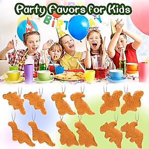 12 Pcs Dino Nugget Plush Keychain Party Favors - Mini Plush Pillow Charm Keyring for Party Supplies, Soft Stuffed Dinosaur Toy for Girls and boys, Birthday Gift, Carnival Prizes, Goodie Bag Fillers