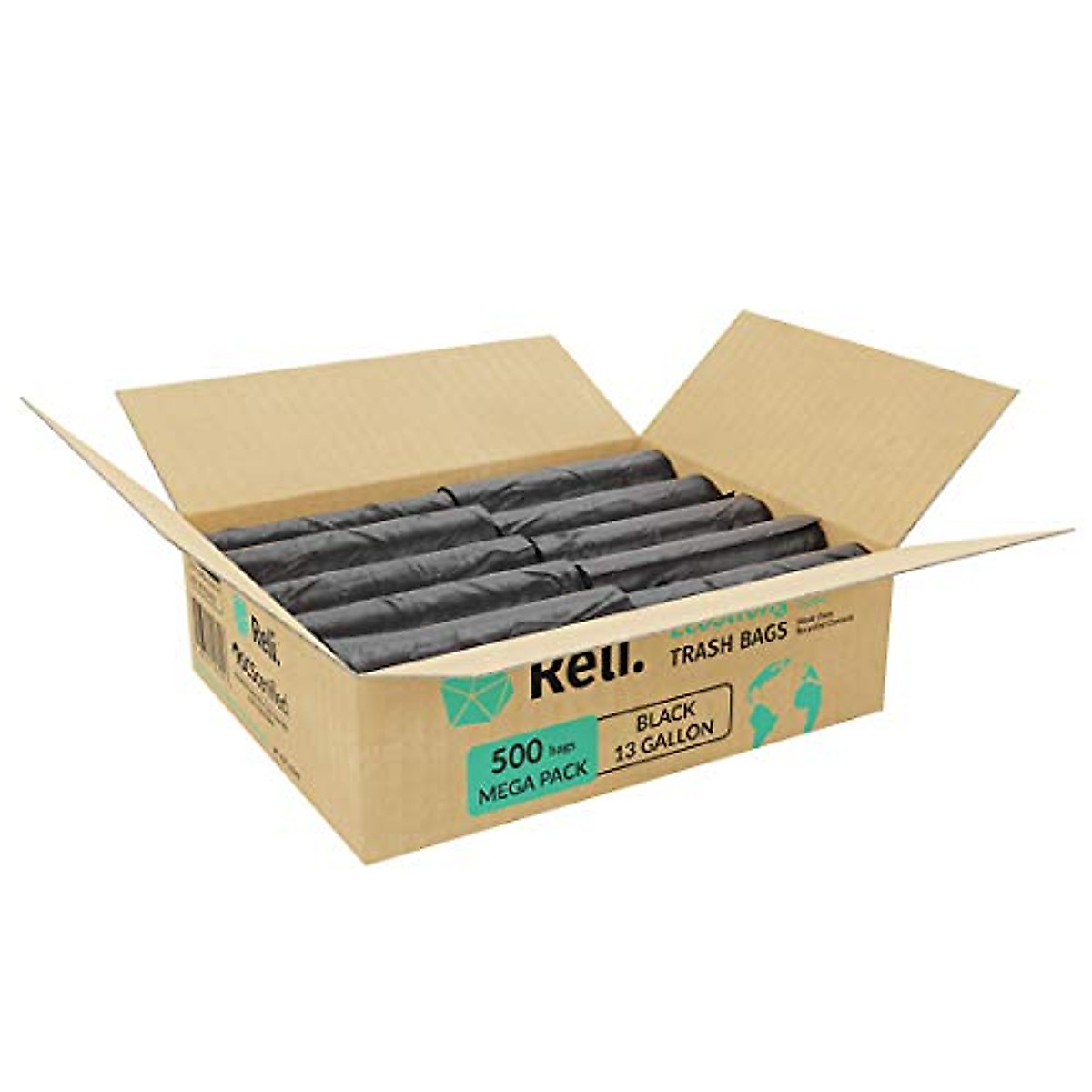 Reli. EcoStrong 13 Gallon Trash Bags | 500 Count Bulk | Black | Eco-Friendly | Made from Recycled Material