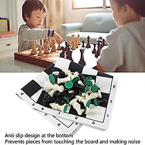 DAUERHAFT International Chess Set, 32Pcs Chess Pieces Portable PU Leather Chessboard Chess Set with Storage Bag, 75x29mm King Size Non Slip Bottom Board Game Set, for Outdoor Camping