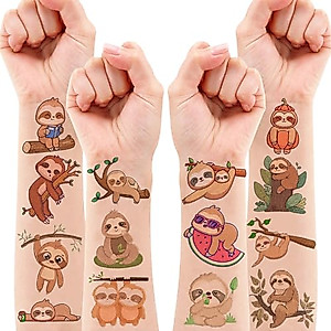 Sloth Temporary Tattoos Sticker for Kids 82 PCS Jungle Animal Themed Birthday Party Supplies Favors Decorations Gifts for Girls Boys Baby Showers Prizes Cute Tattoo School Reward Halloween Christmas