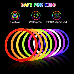 Glow Sticks Bulk Party Favors 100 Pack 8" Glow in the Dark Party Supplies Light Up Neon Party Decorations Glow Necklaces Bracelets for Kids Adults Birthday Halloween Christmas Easter Valentine Wedding