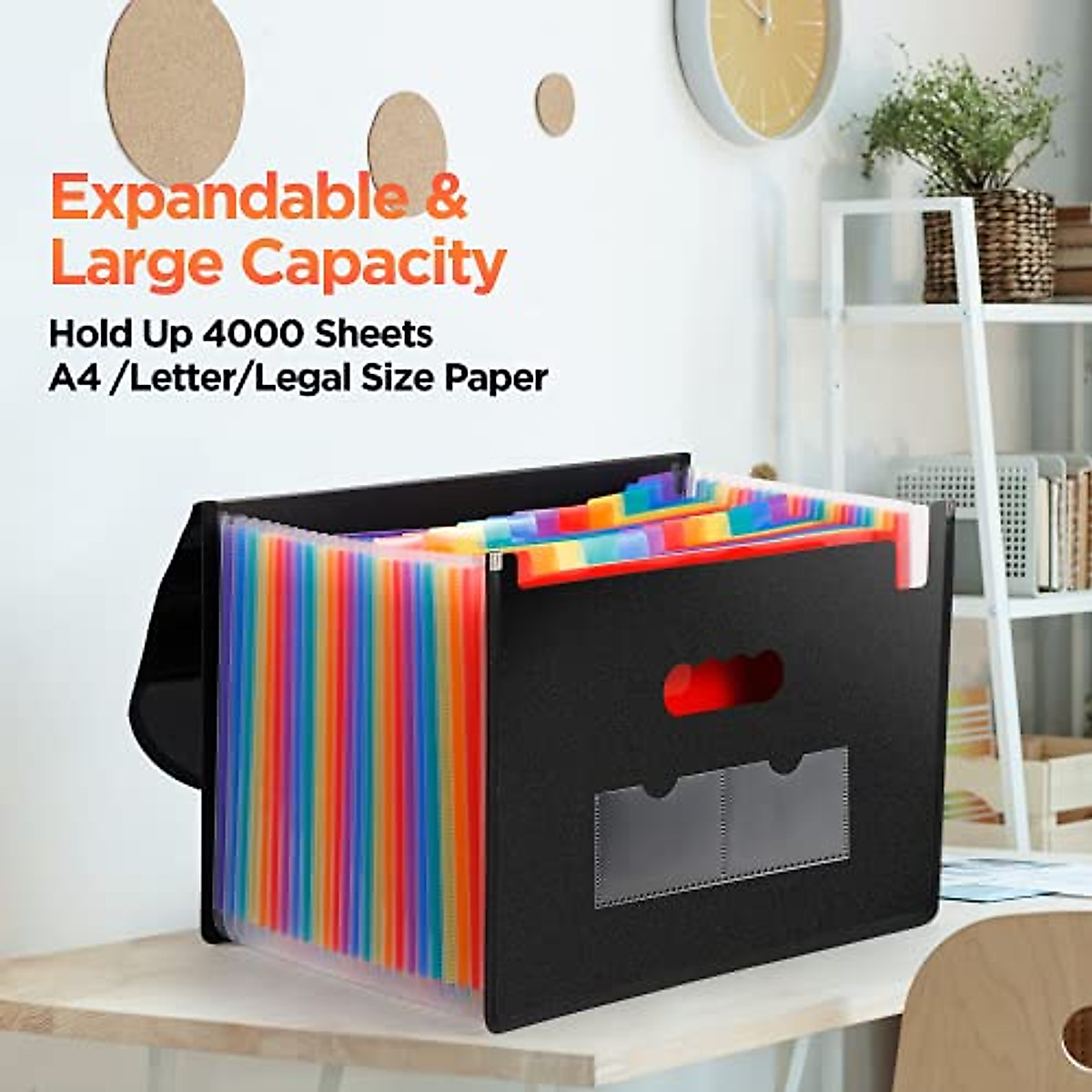 Large Accordion File Organizer, 24 Pockets Legal File Folder, Expanding File Folder for Legal/Letter/A4 Size Papers, Receipt, Bills, Important Documents